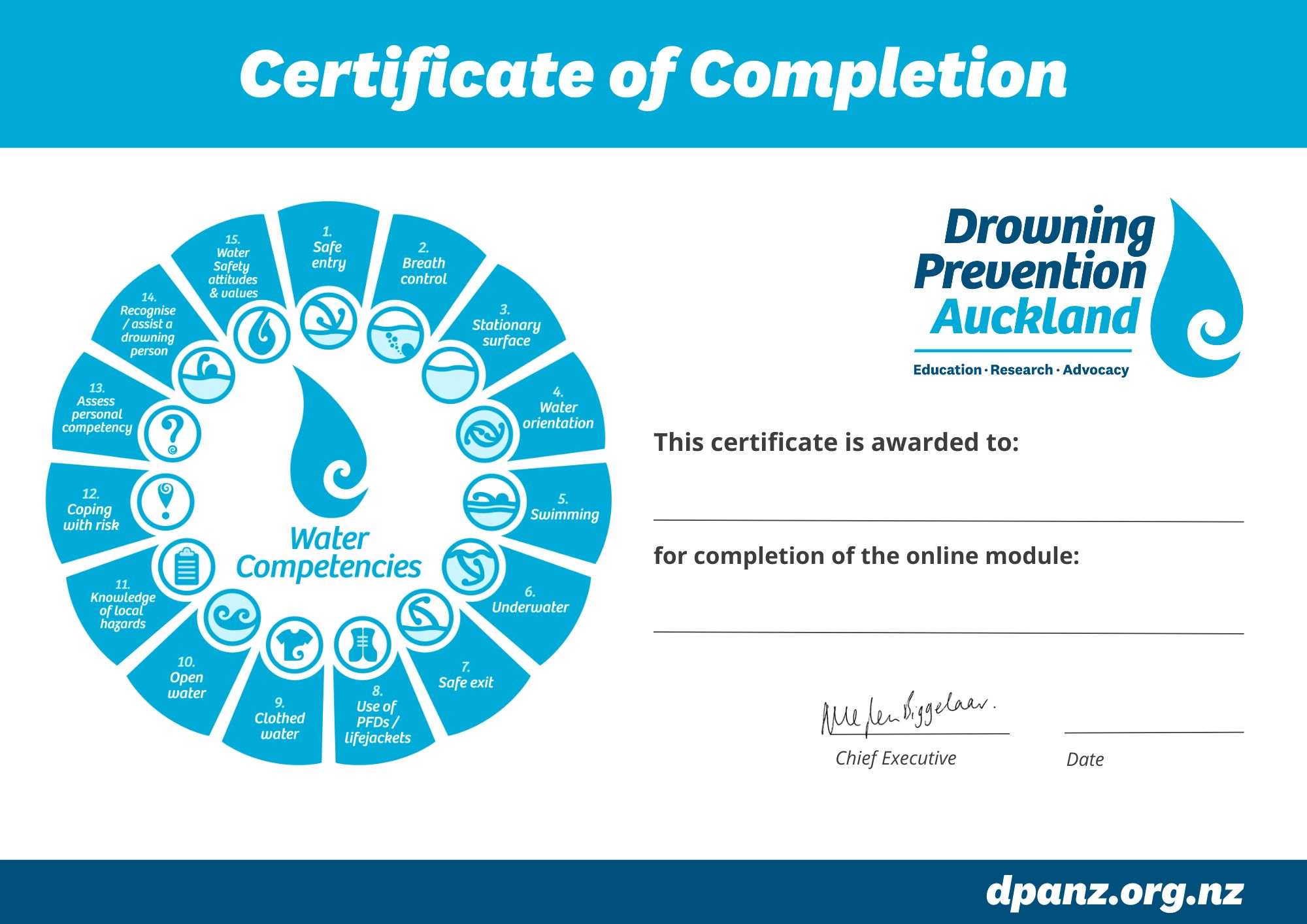 Online Module Certificate | Drowning Prevention Auckland